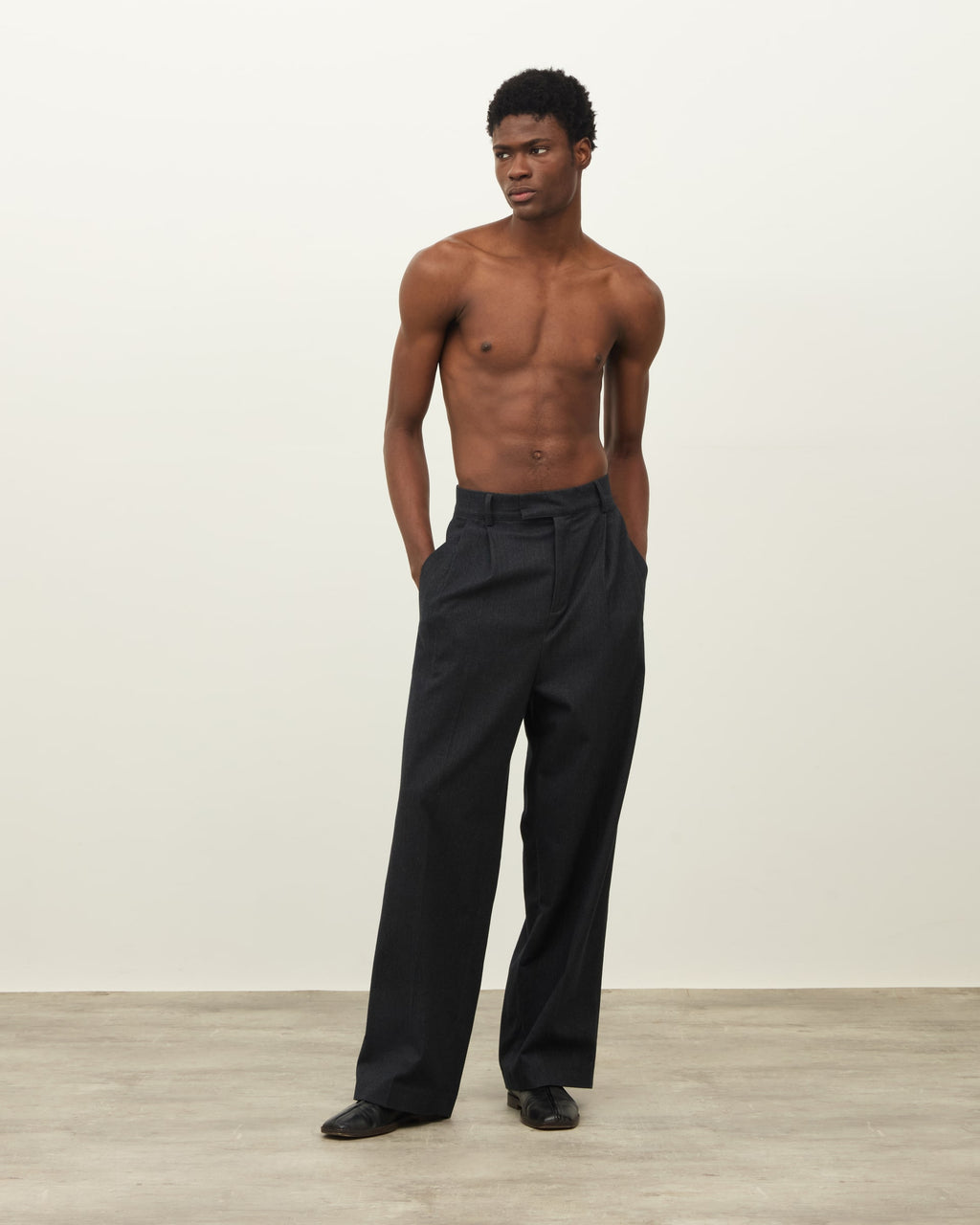 Daniel Simmons - Herringbone Forest Pleated Trouser - Grey