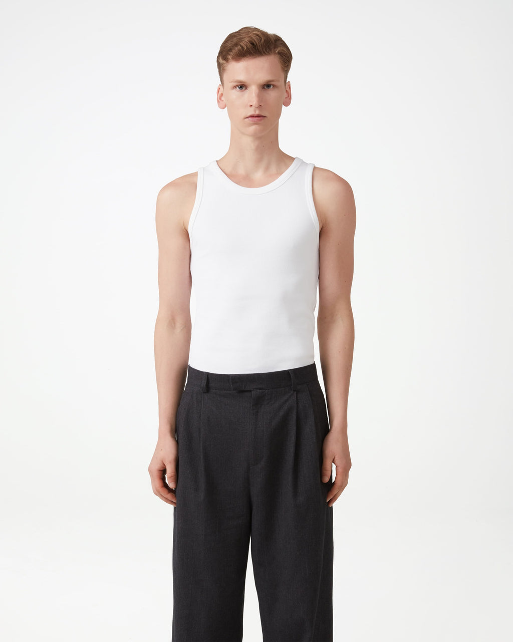 Daniel Simmons - Embroidered Fitted Ribbed Vest - White